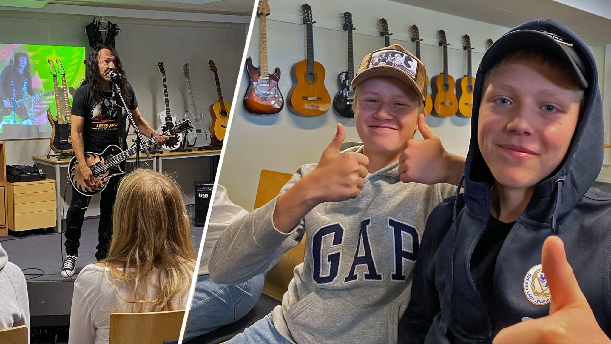 Här lirar rockstjärnan elgitarr i klassrummet - P4 Örebro | Sveriges Radio