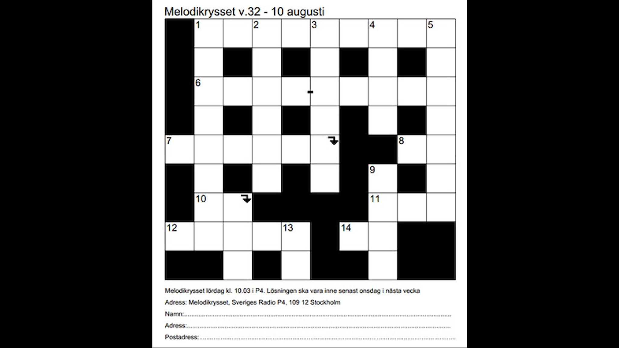 Melodikrysset v. 32 10 augusti 2013 - Melodikrysset | Sveriges Radio