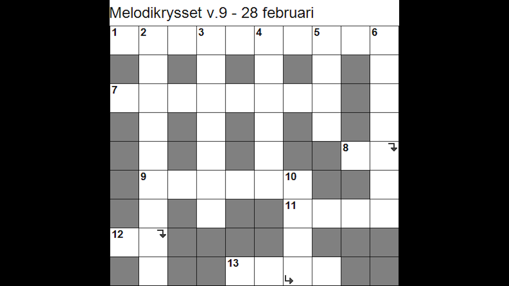 Melodikrysset vecka 9 - 28 februari 28 februari 2015 - Melodikrysset ...