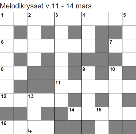 Melodikrysset vecka 11 - 14 mars - Melodikrysset | Sveriges Radio