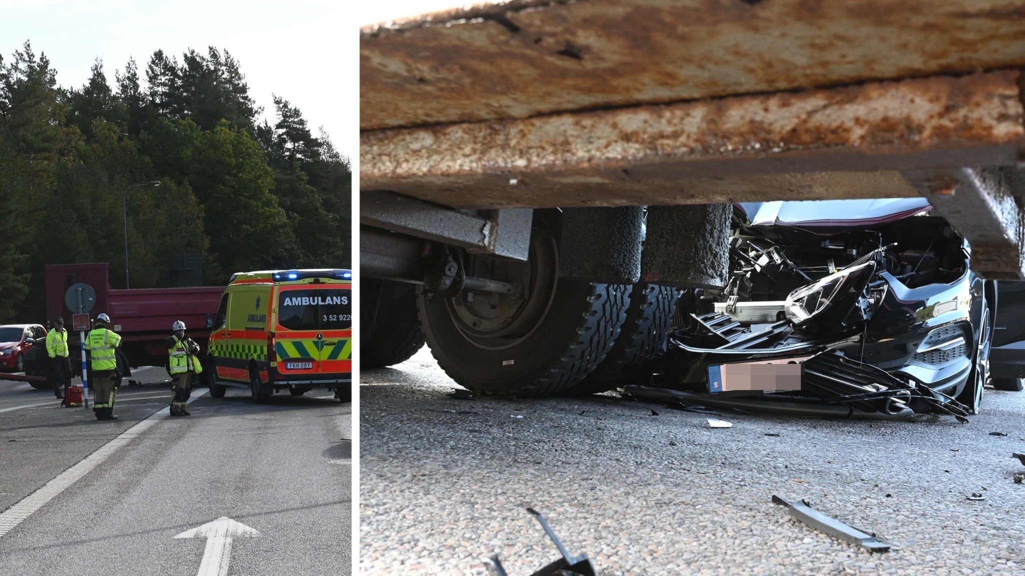 Lastbil och personbil i krock – två fördes till sjukvård för kontroll ...